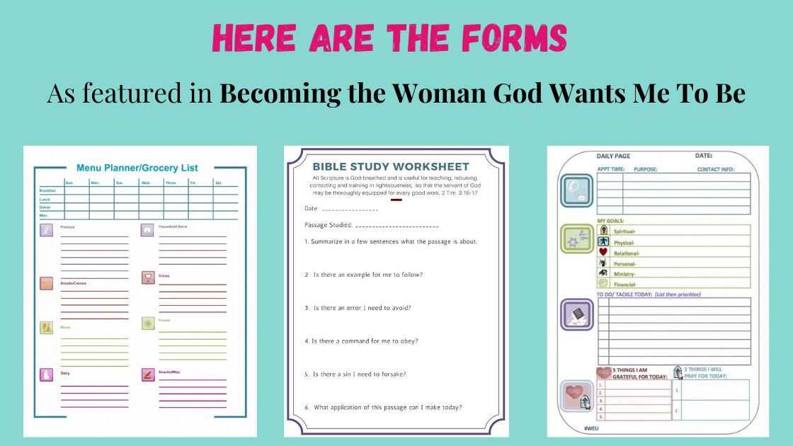 Self-Management Forms from Becoming the Woman God Wants Me To Be ...